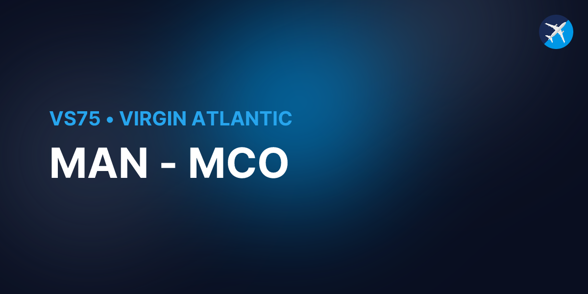 Flight VS75 from Manchester (MAN) to Orlando (MCO)